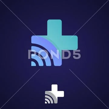 Cross health technology symbol with network signal symbol Illustration ...