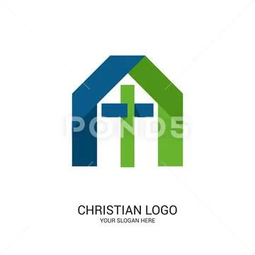 Cross of Jesus Christ on the background of the house.: Royalty Free ...