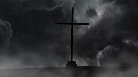 cross pole with storm clouds background. | Stock Video | Pond5