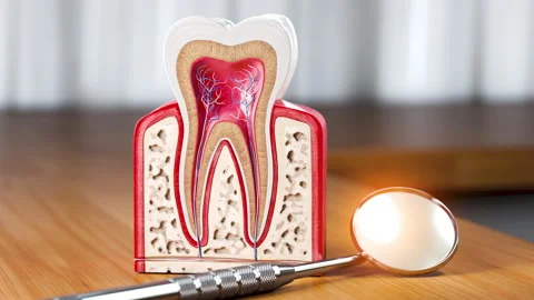 Cross section anatomy of human tooth mod... | Stock Video | Pond5