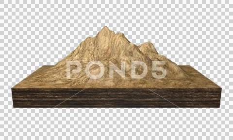 Cross section of ground with mountain. Isolated on transparent ...