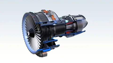 Cross section of turbofan jet engine wit... | Stock Video | Pond5