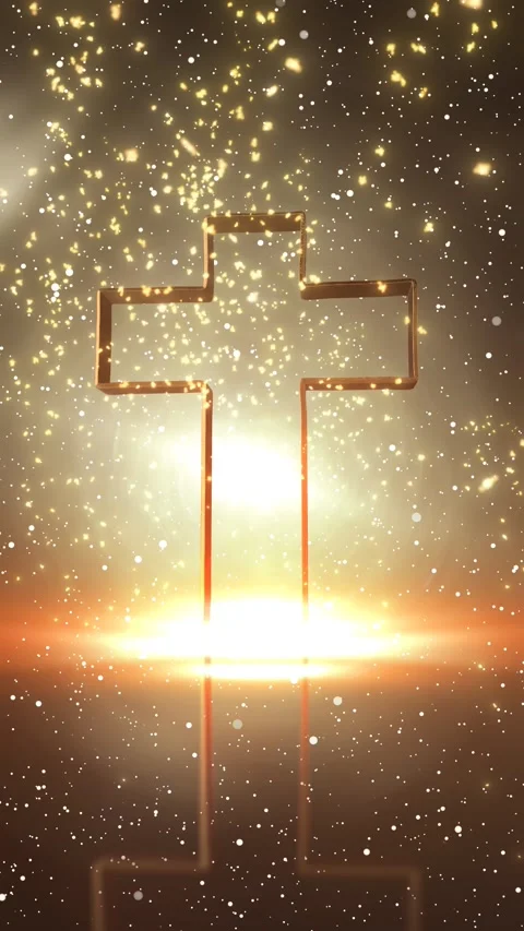 Cross symbol appears from below with par... | Stock Video | Pond5