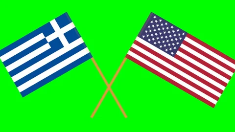 Crossed flags of USA and Greece in front... | Stock Video | Pond5