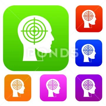 Crosshair in human head set color collection Illustration #107471328