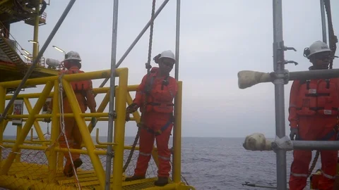 Crossing gangway using swing rope. | Stock Video | Pond5