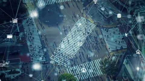 Crossroad and communication network conc... | Stock Video | Pond5