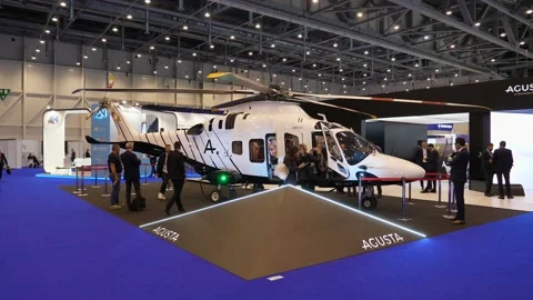 Crowd at Agusta Helicopter on display at... | Stock Video | Pond5