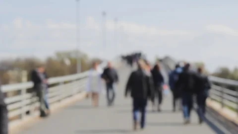 crowd bridge background walk motion | Stock Video | Pond5