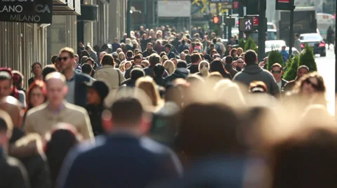 Crowd of commuter people walking on New ... | Stock Video | Pond5