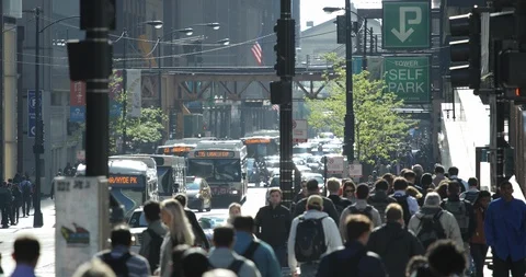 Crowd of commuter people walking street ... | Stock Video | Pond5