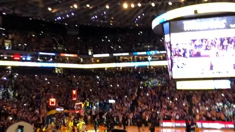 Crowd erupts into cheers as Warriors win... | Stock Video | Pond5