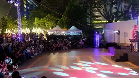 Crowd listen to live music performance | Stock Video | Pond5