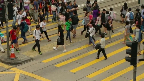 Crowd on a Pedestrian Crossing. Slow Mot... | Stock Video | Pond5