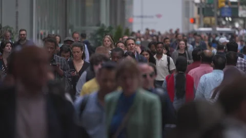 Crowd of people commuters walking street... | Stock Video | Pond5