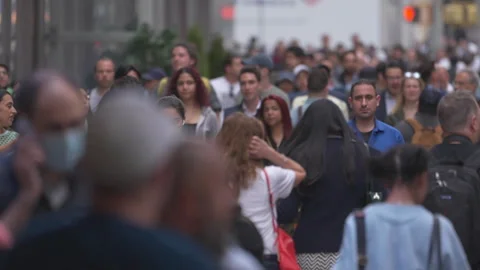 Crowd of people commuters walking street... | Stock Video | Pond5