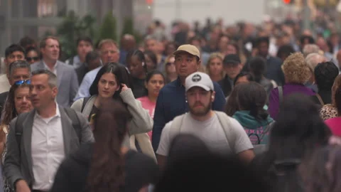 Crowd of people commuters walking street... | Stock Video | Pond5