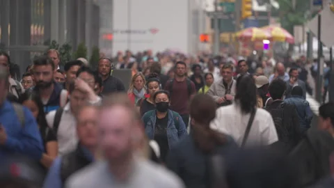 Crowd of people commuters walking street... | Stock Video | Pond5