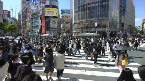 A crowd of people crosses the Shibuya Sc... | Stock Video | Pond5
