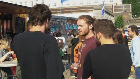 A crowd of people having a good time out... | Stock Video | Pond5