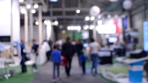 Crowd of people inside building with ill... | Stock Video | Pond5