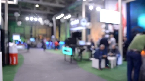 Crowd of people inside building with ill... | Stock Video | Pond5