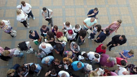Crowd of people line up and waiting to e... | Stock Video | Pond5