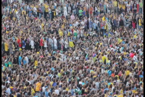 Crowd of people making noise on stadium.... | Stock Video | Pond5