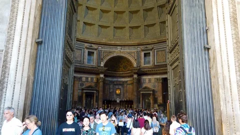 Crowd of people in Pantheon - City of Ro... | Stock Video | Pond5