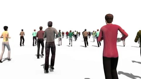 Crowd People Run Running Alpha Matte 3D ... | Stock Video | Pond5