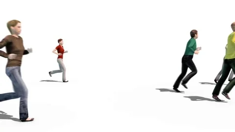 Crowd People Run Running Side Alpha Matt... | Stock Video | Pond5