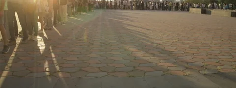 Crowd of people standing in queue waitin... | Stock Video | Pond5