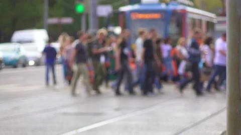 Crowd of people on street, crossing road... | Stock Video | Pond5