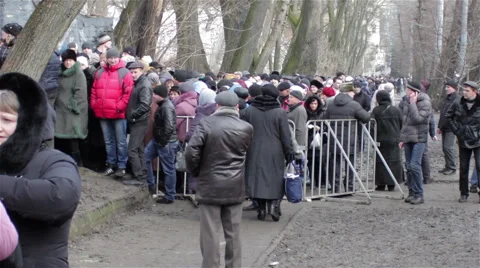 Crowd Of People Waiting In Line Stock Video Footage | Royalty Free ...