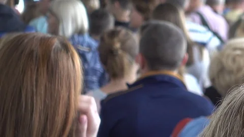 Crowd Of People Waiting In Line Stock Video Footage | Royalty Free ...