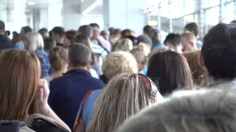 Crowd Of People Waiting In Line Stock Video Footage | Royalty Free ...