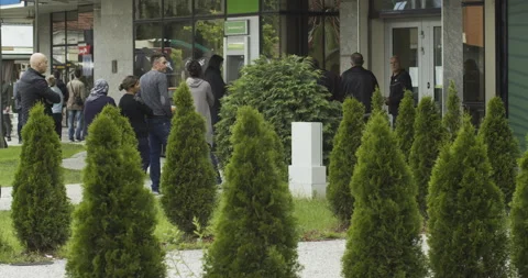 Crowd Of People Waiting In Line Stock Video Footage | Royalty Free ...