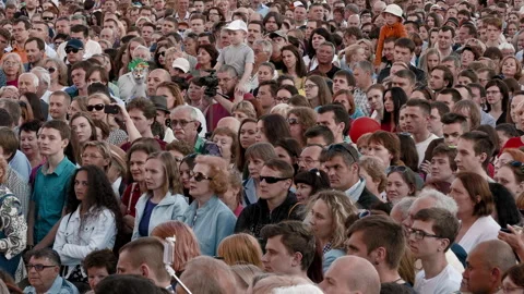 Crowd of People Waiting for Open-Air Con... | Stock Video | Pond5