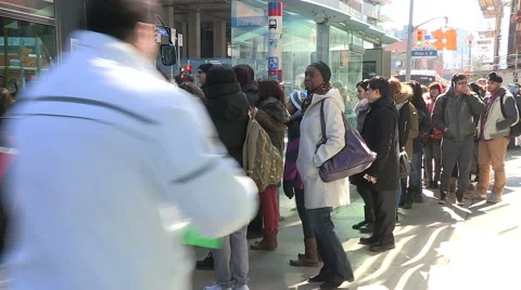 Crowd Of People Waiting In Line Stock Video Footage | Royalty Free ...