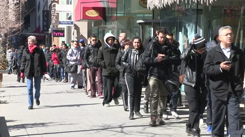 Crowd Of People Waiting In Line Stock Video Footage | Royalty Free ...