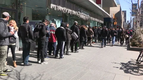 Crowd Of People Waiting In Line Stock Video Footage | Royalty Free ...