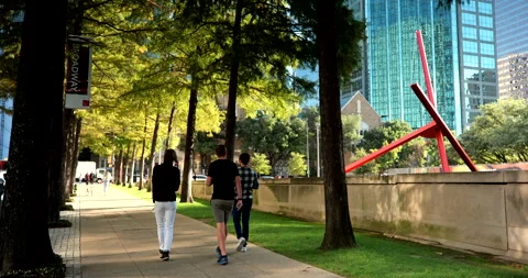 Crowd of people walk by the Dallas Museu... | Stock Video | Pond5