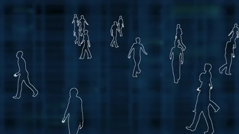 Crowd of people walking against blue mov... | Stock Video | Pond5