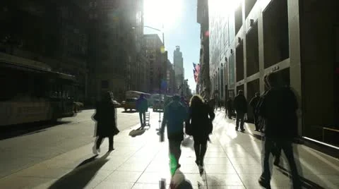 Crowd of people walking backlight in New... | Stock Video | Pond5