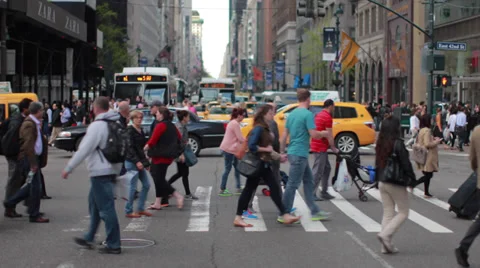 Crowd of people walking crossing on a Ne... | Stock Video | Pond5