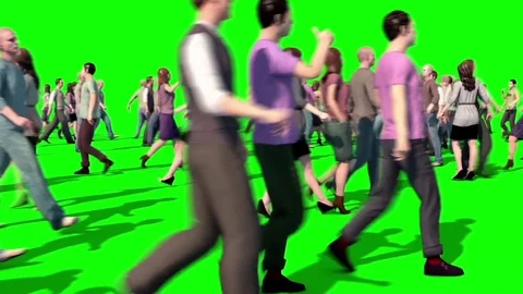 Crowd People Walking Green Screen 3D Ren... | Stock Video | Pond5