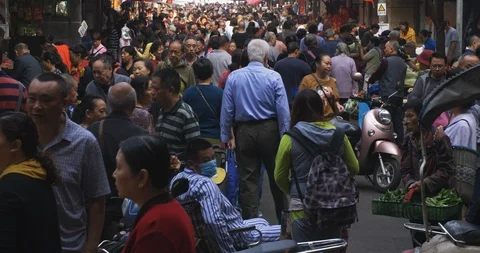 Crowd people walking in Old style open o... | Stock Video | Pond5
