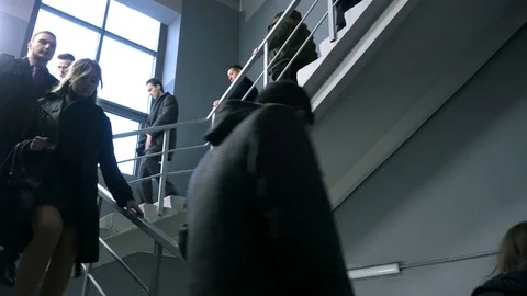 Crowd people walking on stairs | Stock Video | Pond5