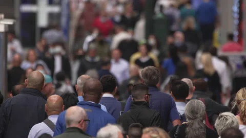 Crowd of people walking street back view... | Stock Video | Pond5