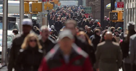 Crowd of people walking street busy New ... | Stock Video | Pond5